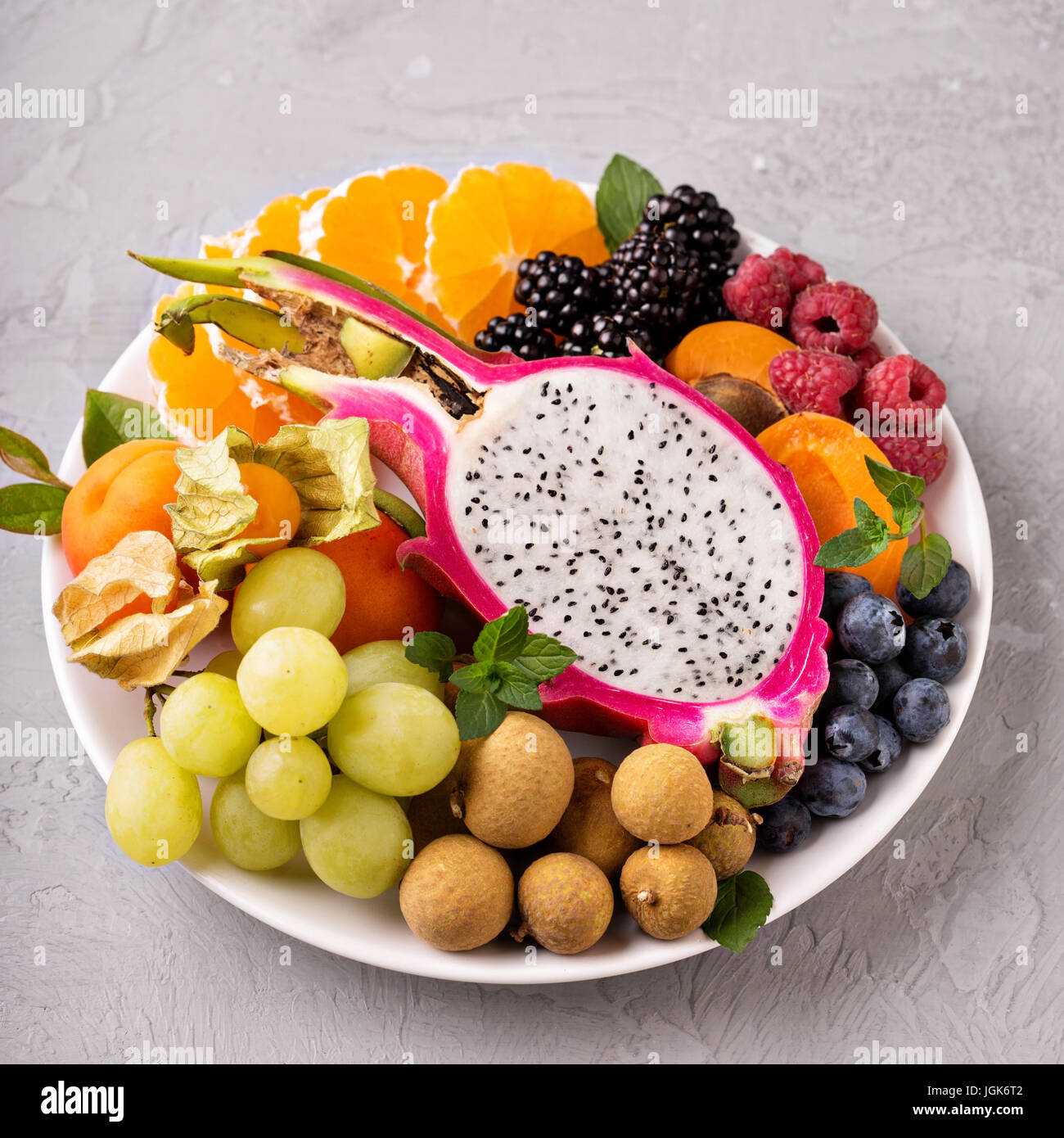 Exotic fruits on a tray Stock Photo - Alamy