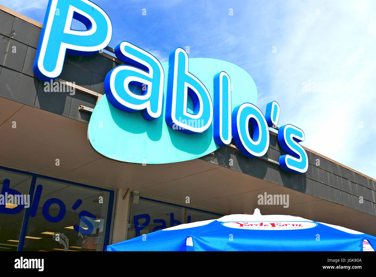 Sign over Pablo's ice cream palour,Blackpool,Lancashire,UK Stock Photo ...
