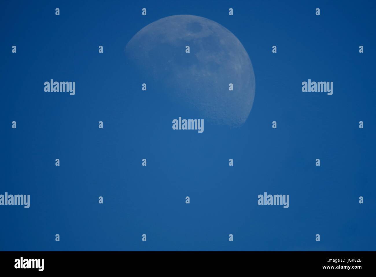 Large Moon in a Blue Summer Sky from Topsham, Devon, UK. July, 2017 ...