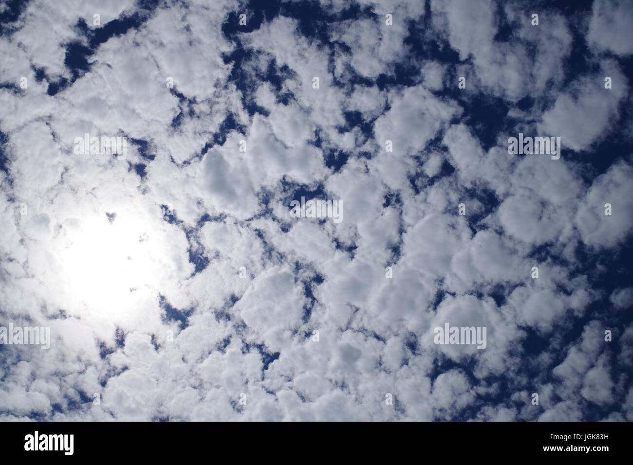 Altocumulus Fair Weather Clouds, Polarised Photo. Dawlish Warren, Devon, UK. July, 2017 Stock ...