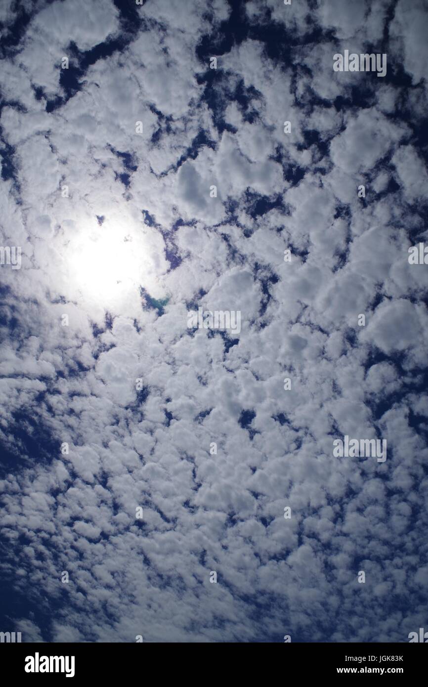 Altocumulus Fair Weather Clouds, Polarised Photo. Dawlish Warren, Devon, UK. July, 2017 Stock ...