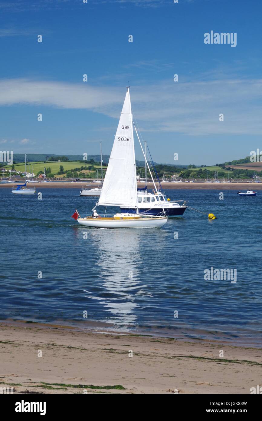 Yacht Sailing the Exe Estuary from Dawlish Warren, Devon, UK. July ...