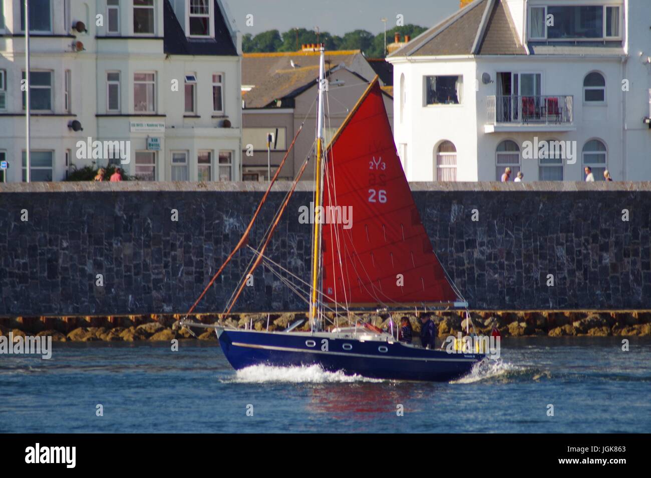 Sailing Pleasure Boat Heading Inland Past Exmouth from Dawlish Warren ...
