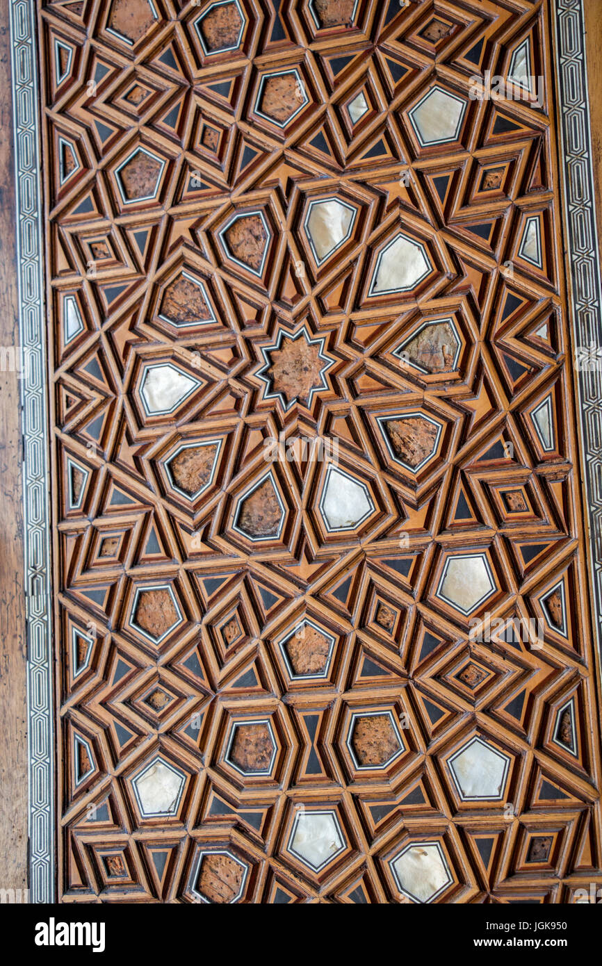Ottoman Turkish art with geometric patterns on wood Stock Photo - Alamy