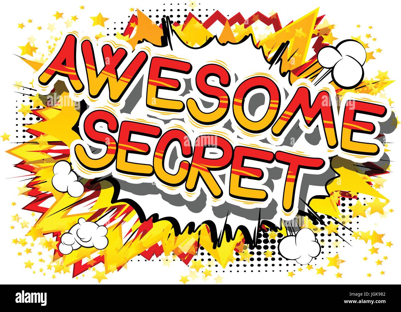 Awesome Secret - Comic book style phrase on abstract background Stock ...