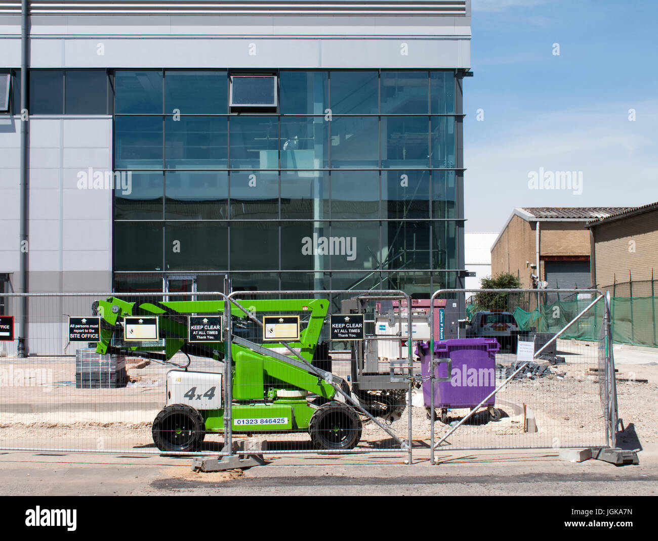 Construction site, new commercial warehouse and office development with ...