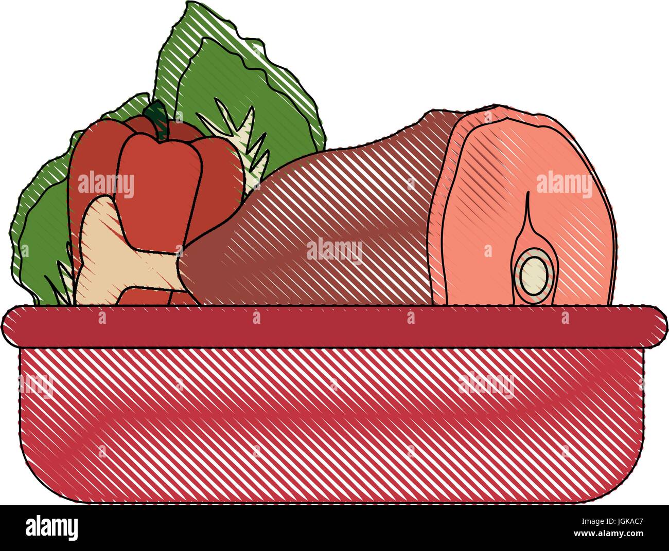 ham leg with vegetables icon over white background vector illustration ...
