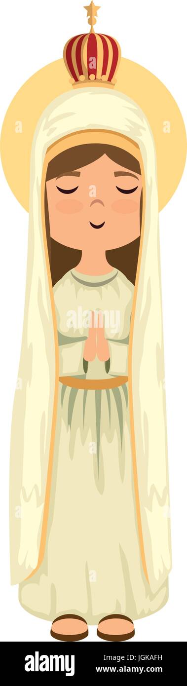 cartoon virgin mary icon over white background colorful design vector ...