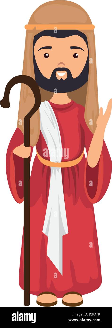 cartoon saint joseph icon over white background colorful design vector ...
