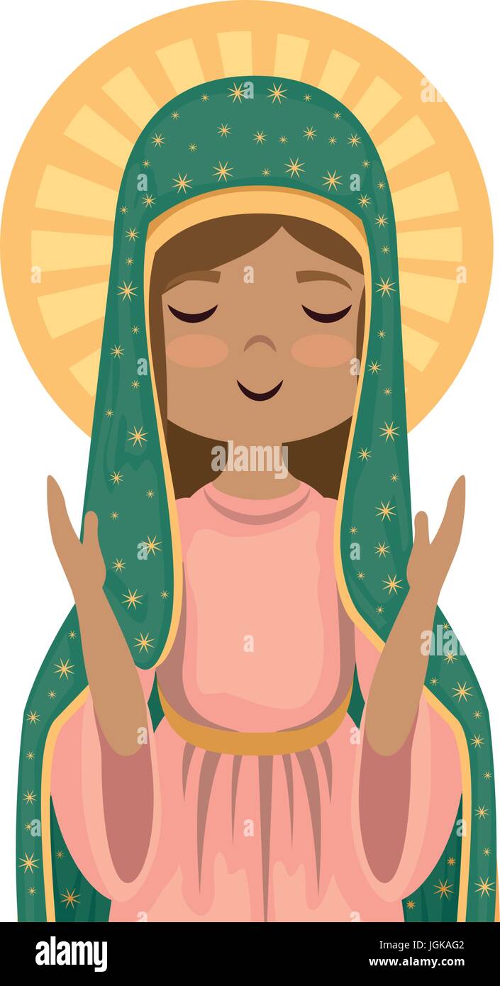 cartoon virgin mary icon over white background colorful design vector ...