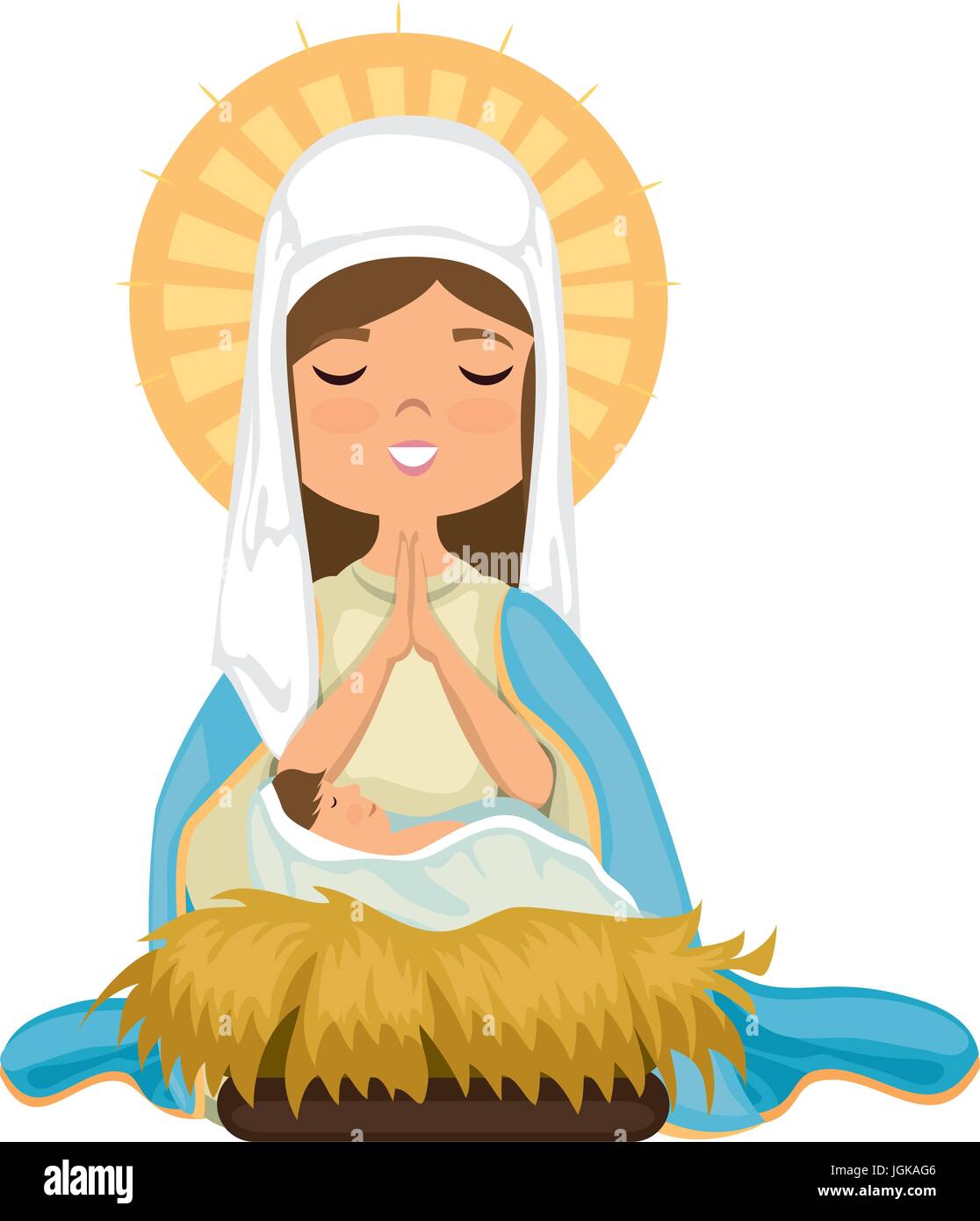 cartoon virgin mary icon over white background colorful design vector ...
