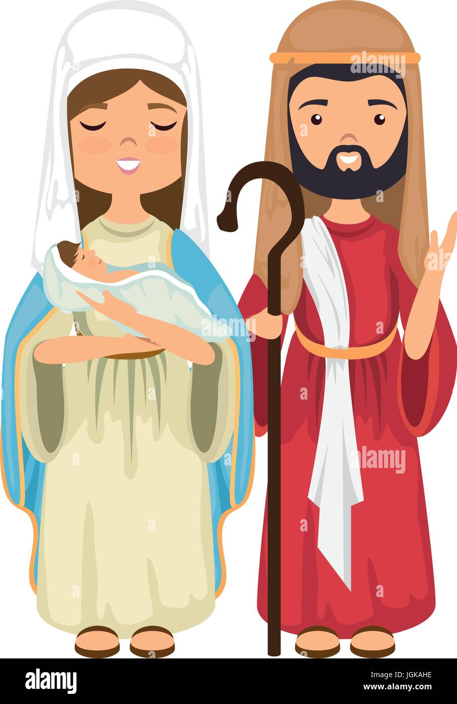 virgin mary and saint joseph icon over white background colorful design ...