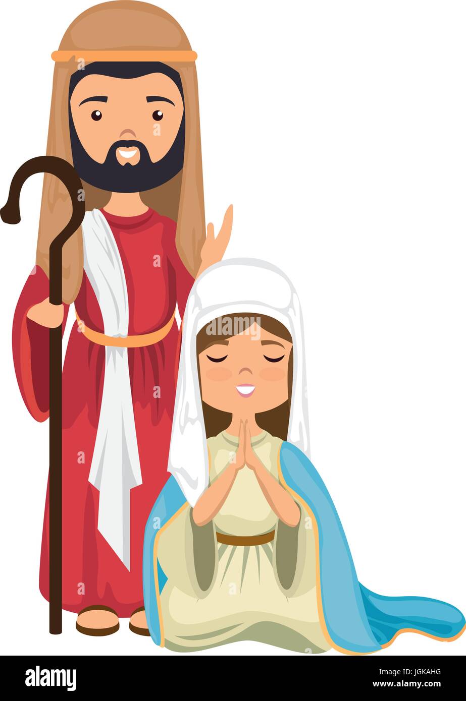 virgin mary and saint joseph icon over white background colorful design ...