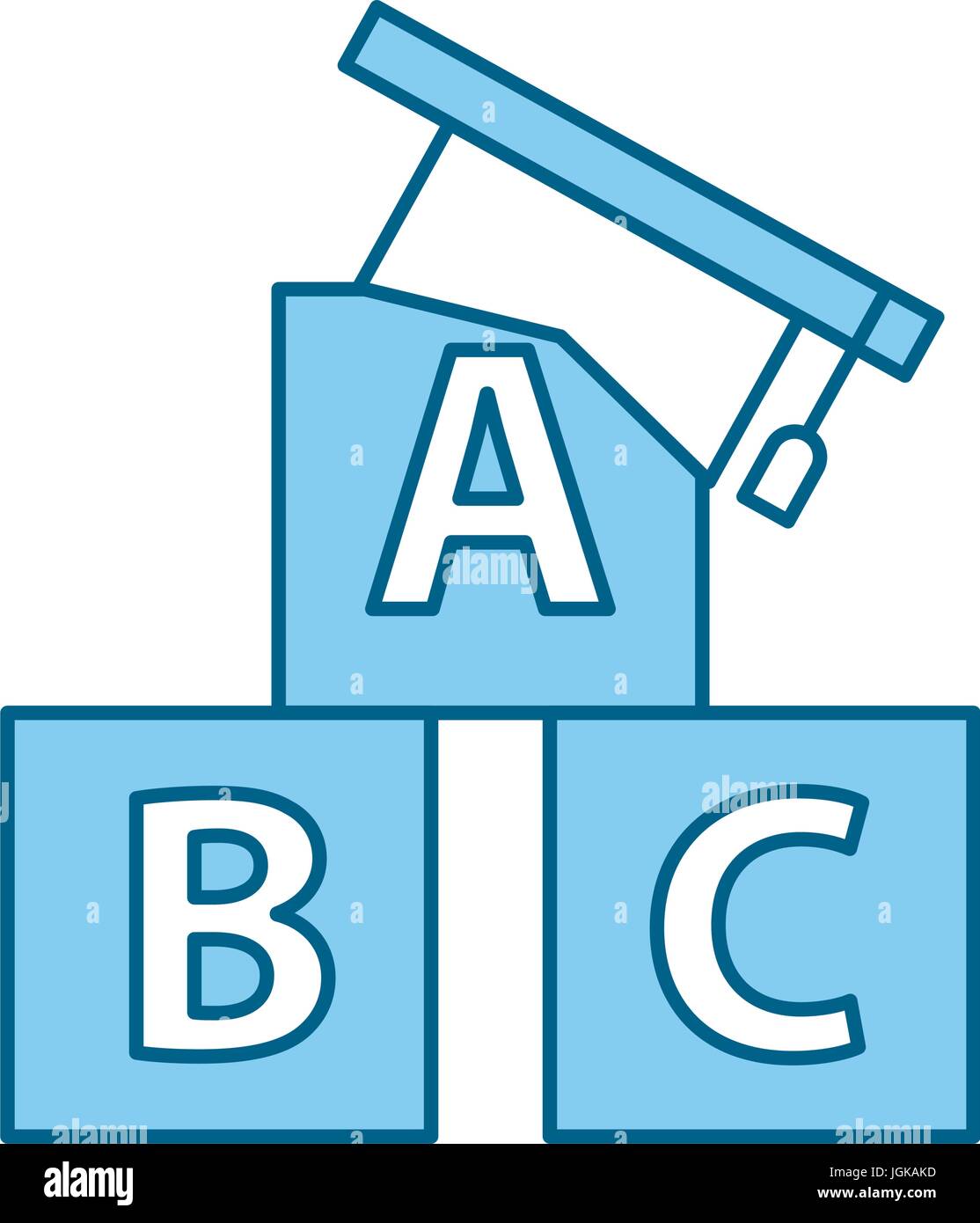 hat graduation with alphabet blocks vector illustration design Stock ...