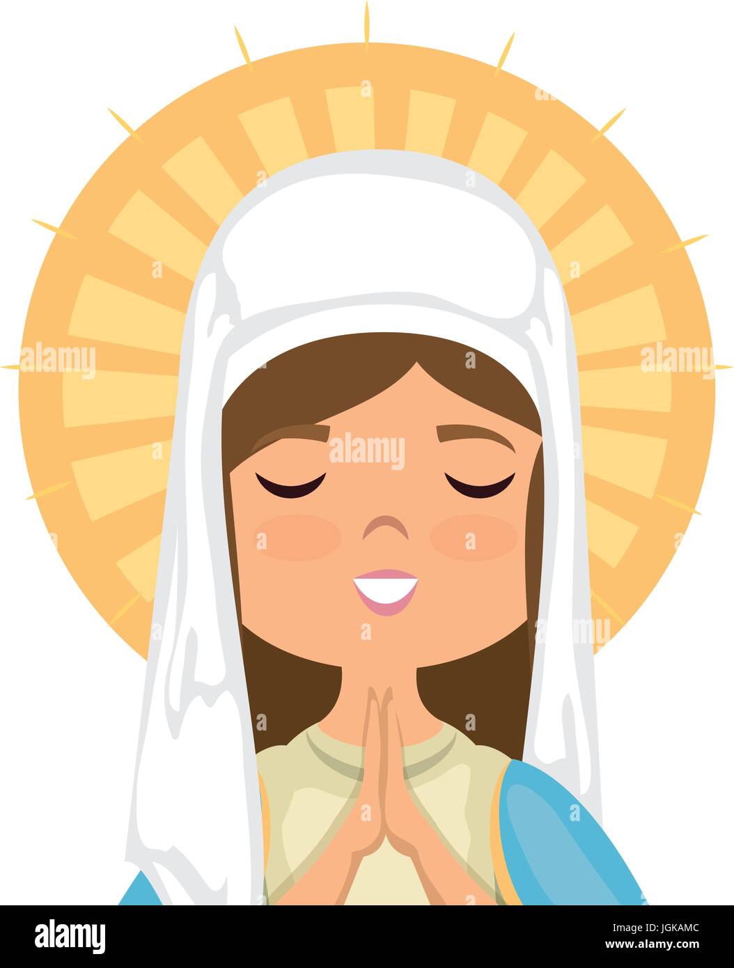 cartoon virgin mary icon over white background colorful design vector ...