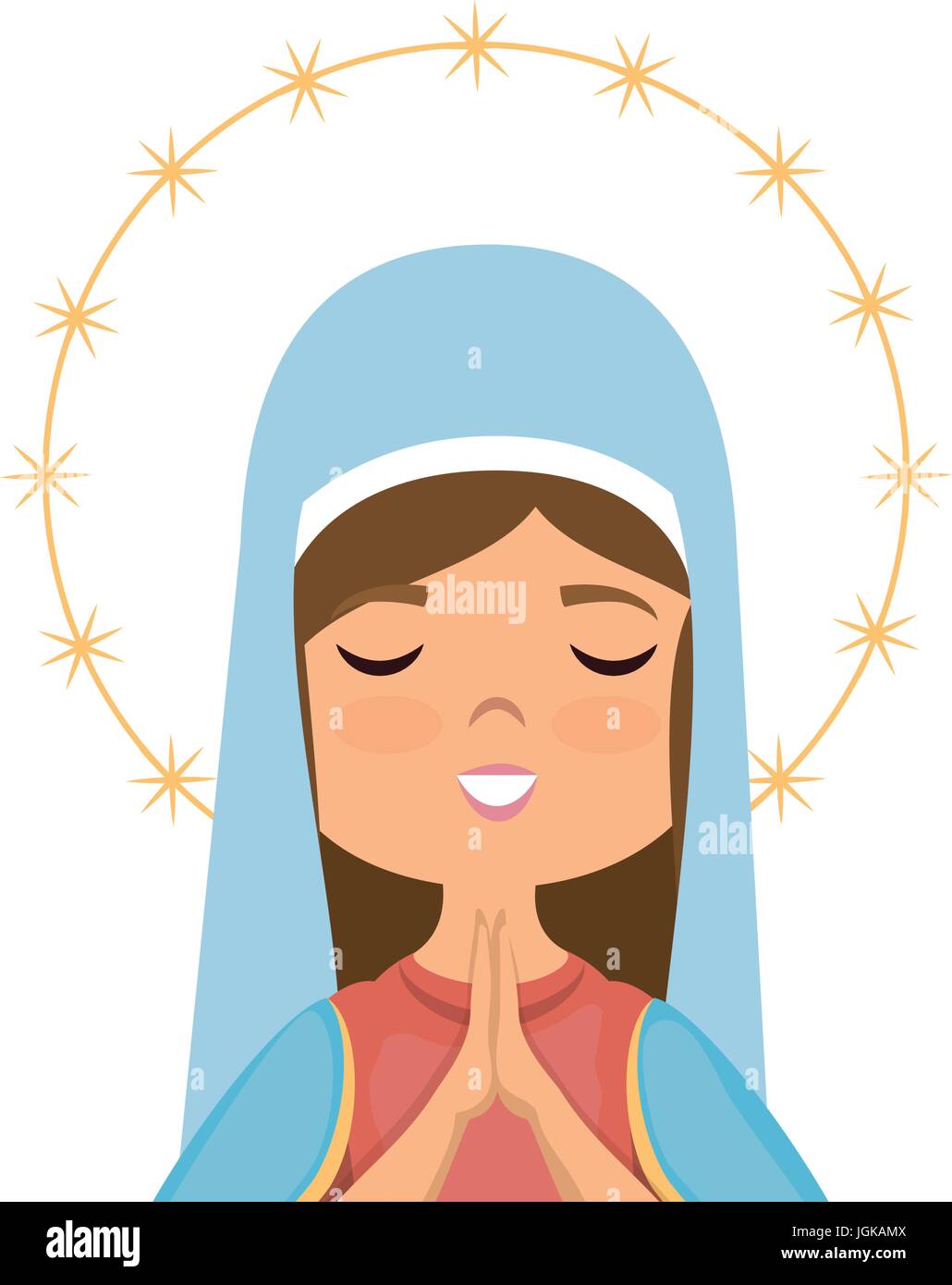 cartoon virgin mary icon over white background colorful design vector ...