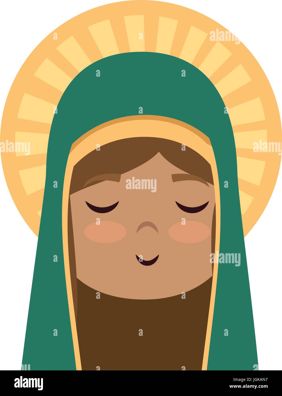 cartoon virgin mary face icon over white background colorful design ...