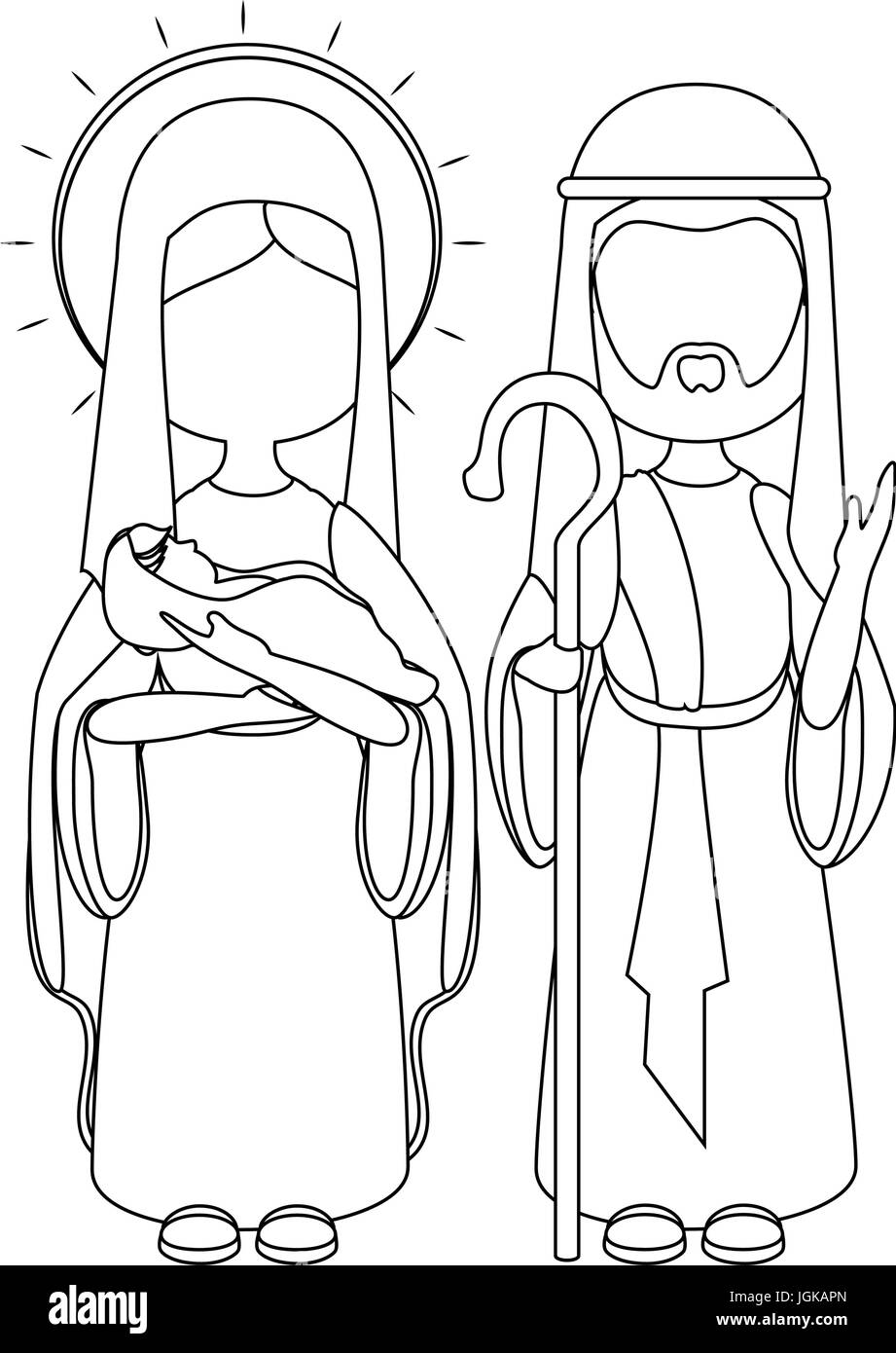 Jesus christ mother and father Black and White Stock Photos & Images ...