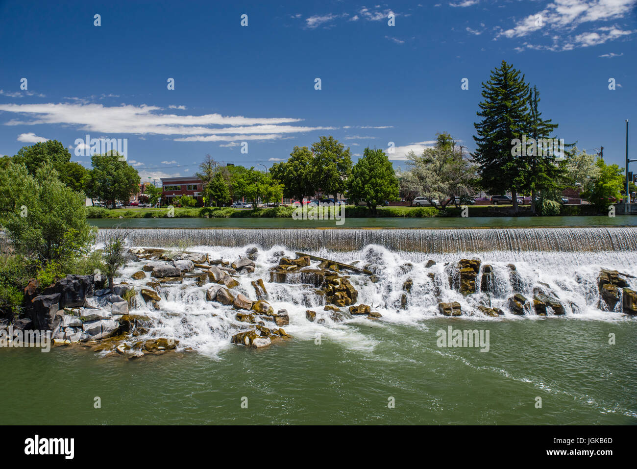 Snake River dam and hydroelectric reservoir on the Snake River. Idaho ...