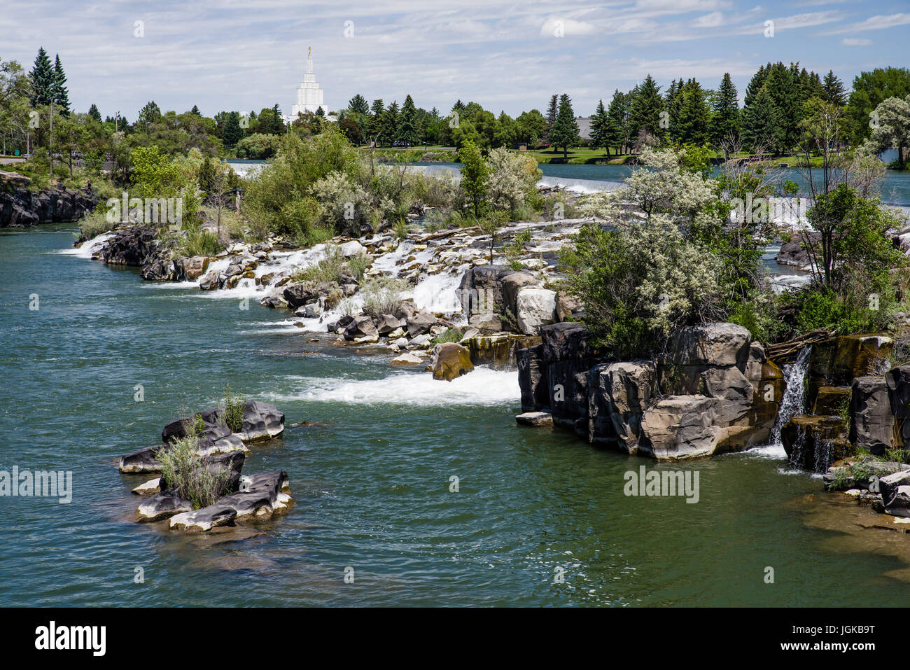 Snake River dam and hydroelectric reservoir on the Snake River. Idaho ...