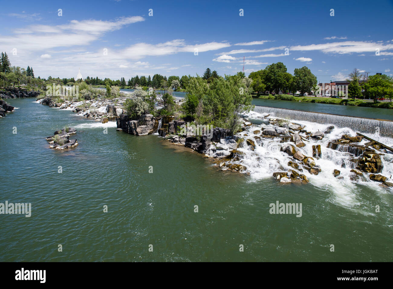 Snake River dam and hydroelectric reservoir on the Snake River. Idaho ...