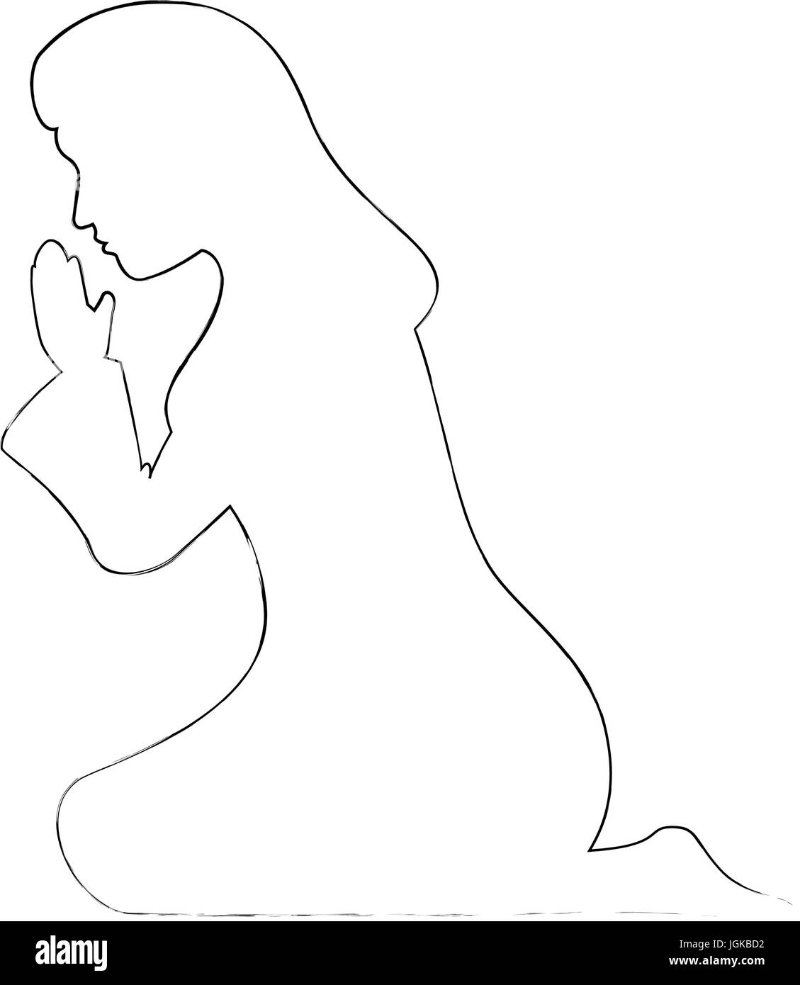 silhouette of virgin mary icon over white background vector ...