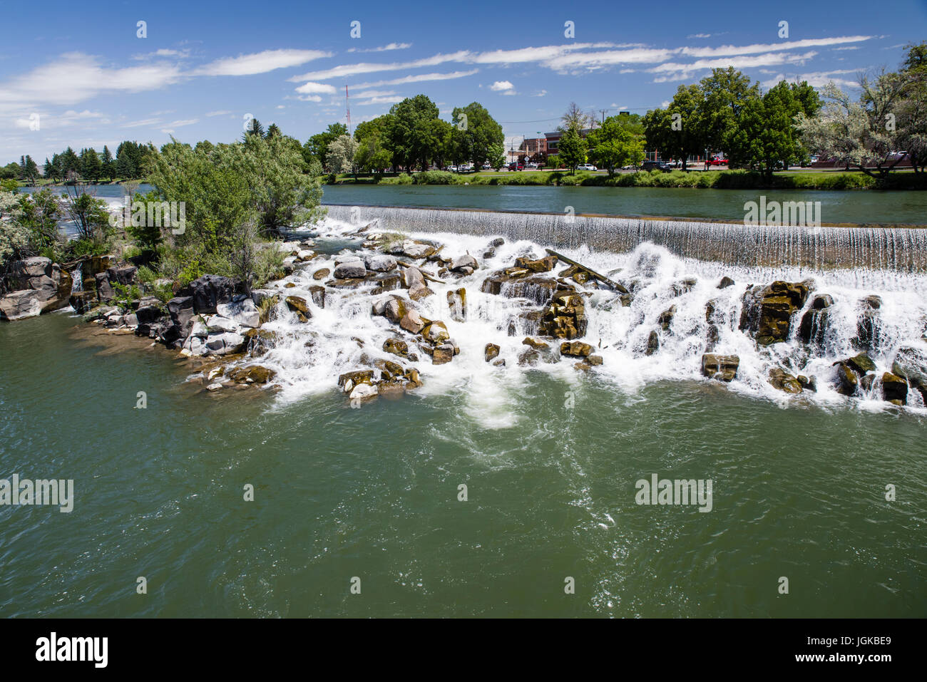 Snake River dam and hydroelectric reservoir on the Snake River. Idaho ...