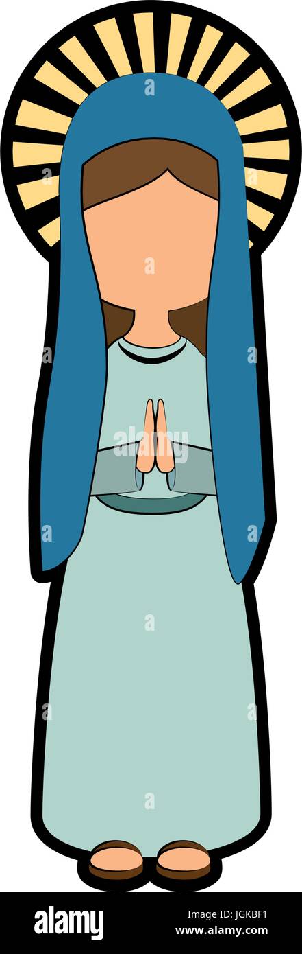 virgin mary icon over white background colorful design vector ...