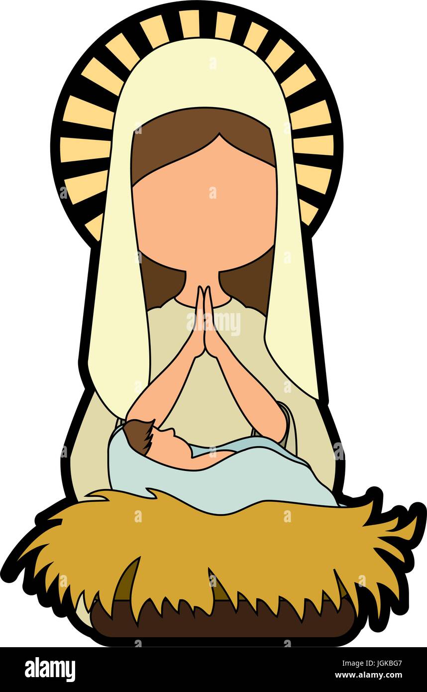 Virgin mary cartoon icon vector illustration graphic design Stock ...