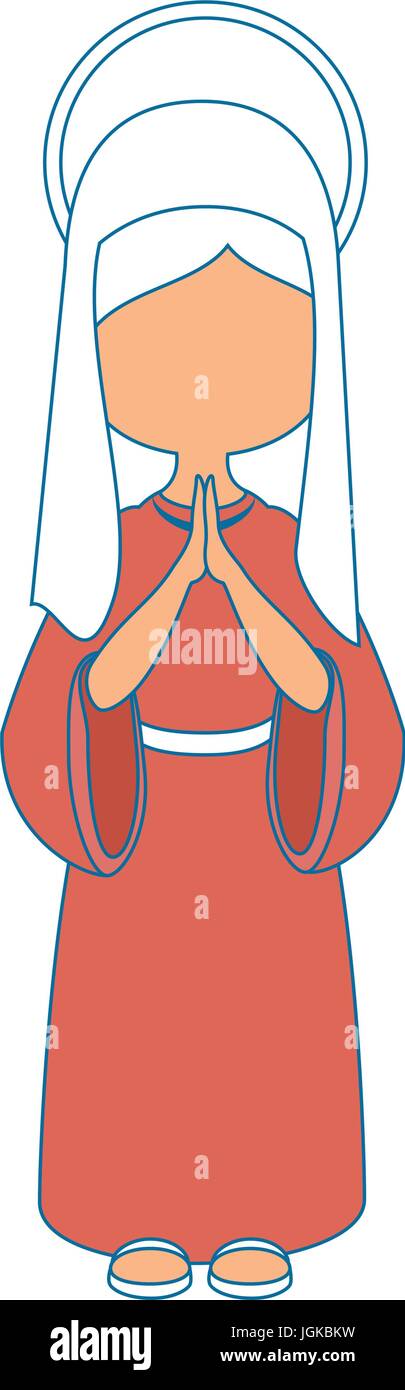 Virgin Mary Cartoon Icon Vector Illustration Graphic Design Stock