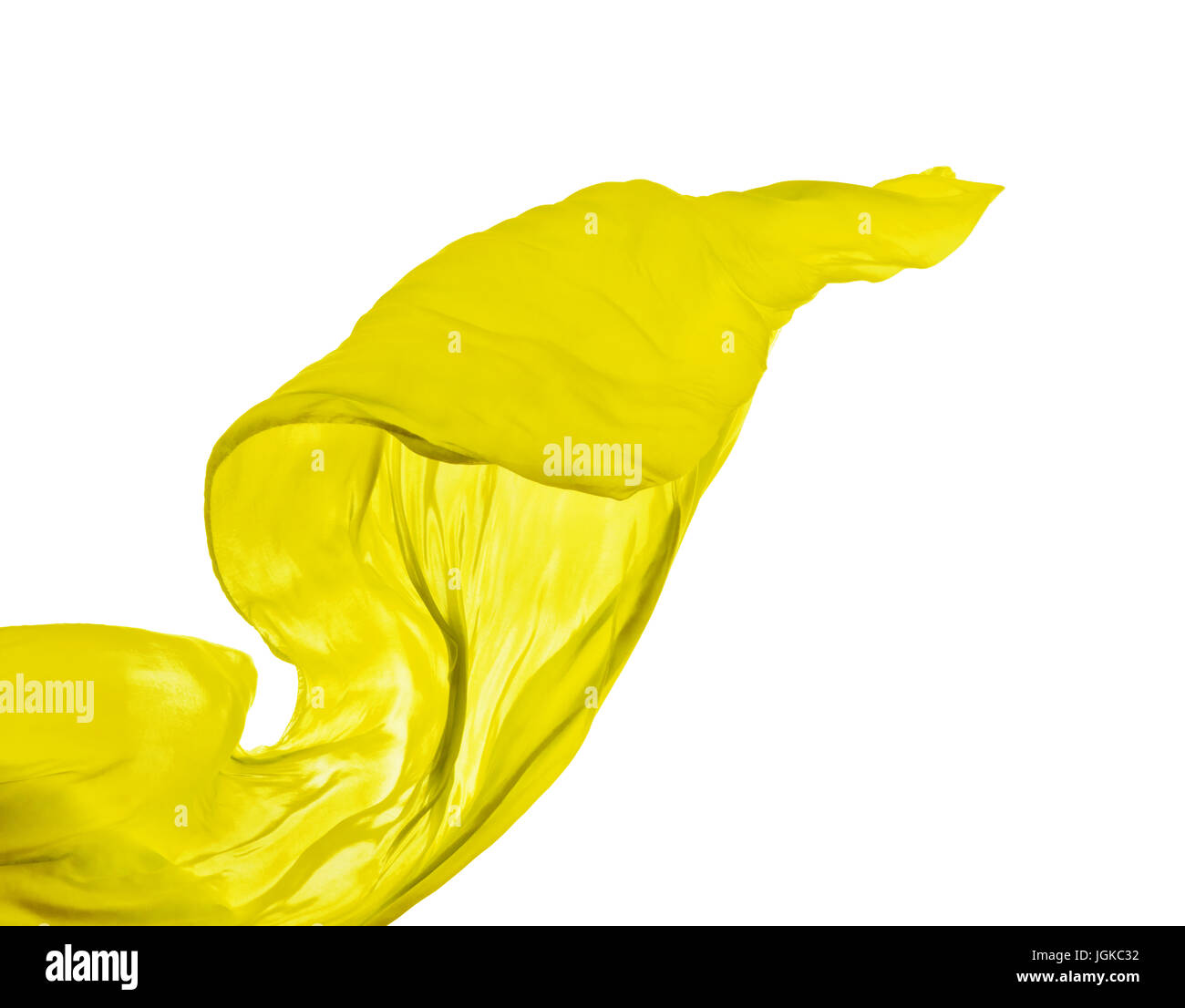 Smooth elegant yellow transparent cloth separated on white background ...