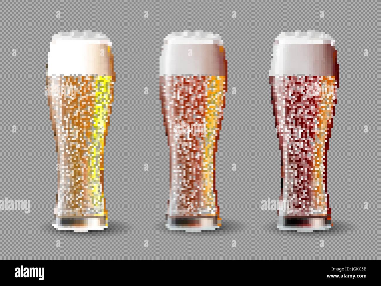 Beer on glass. Realistic vector beer set on transparent background ...