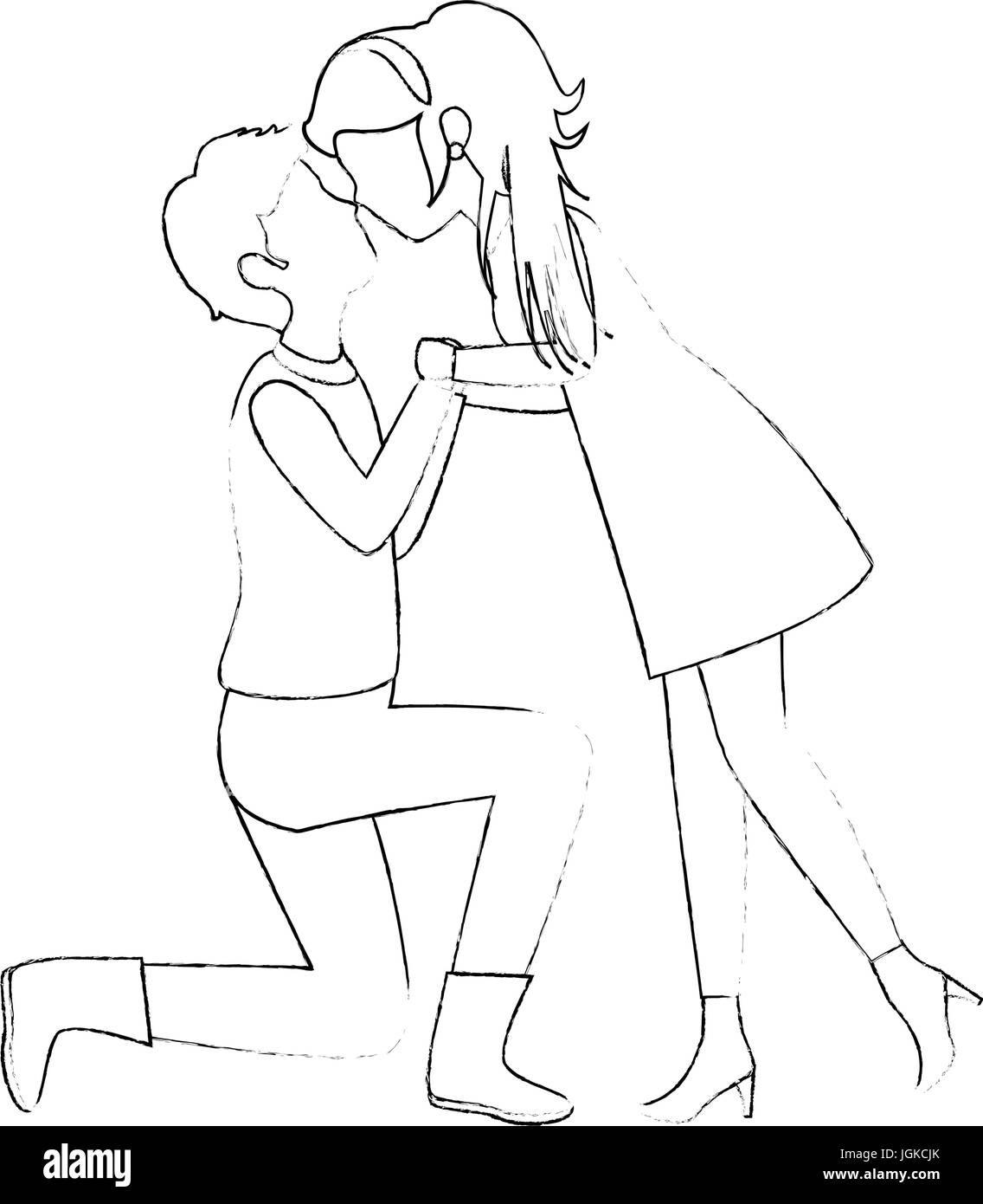 Couple Of Lovers Kissing Icon Over White Background Vector Illustration