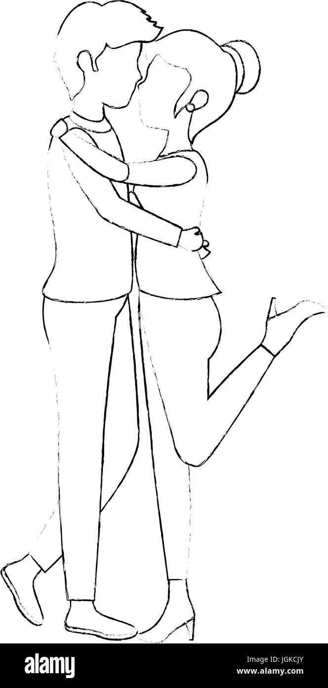 Couple of lovers kissing icon over white background vector illustration ...