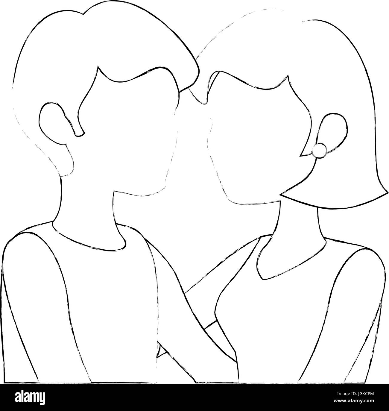Couple Of Lovers Kissing Icon Over White Background Vector Illustration