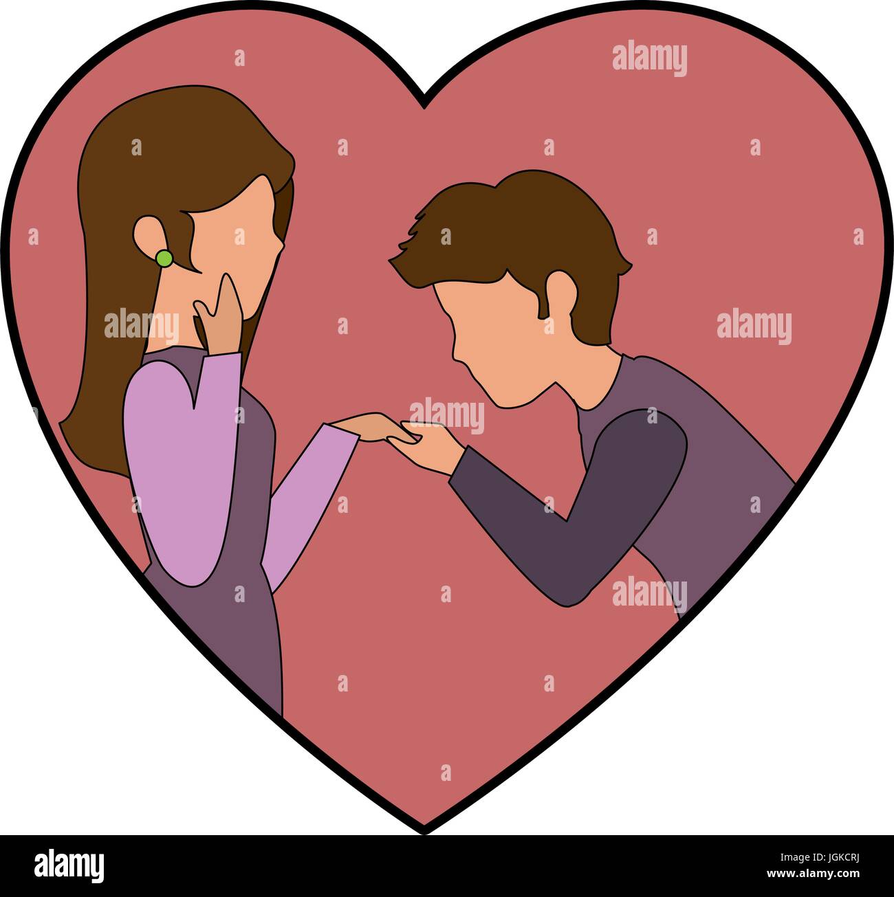 heart with couple in love icon over white background colorful design ...
