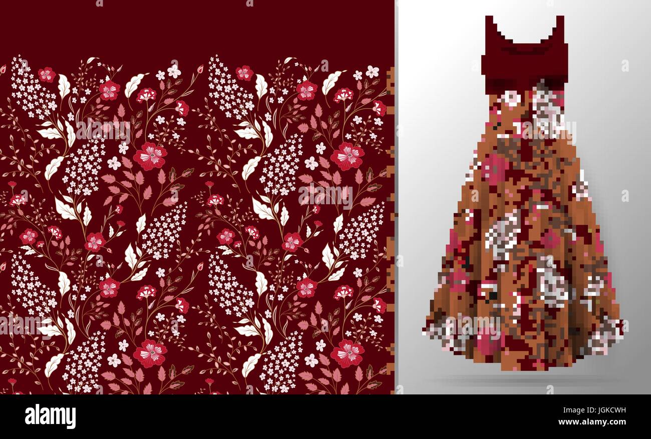 Flower embroidery on dress mock up. Fashion decoration patch realistic ...