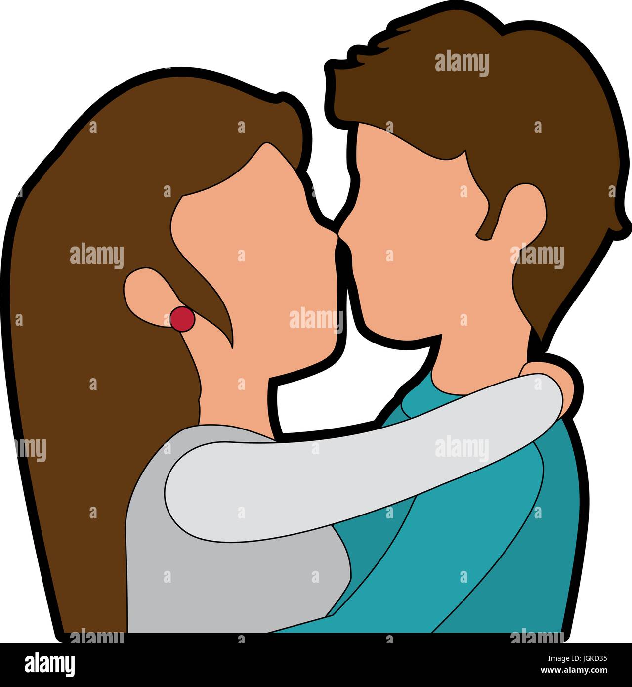 Couple of lovers kissing icon over white background colorful design vector illustration Stock ...