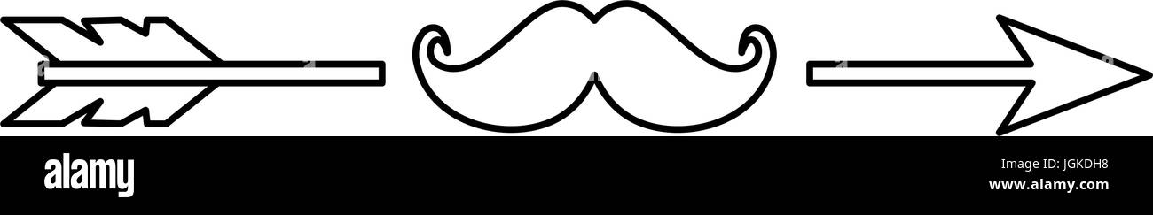 arrow with mustache icon over white background vector illustration ...