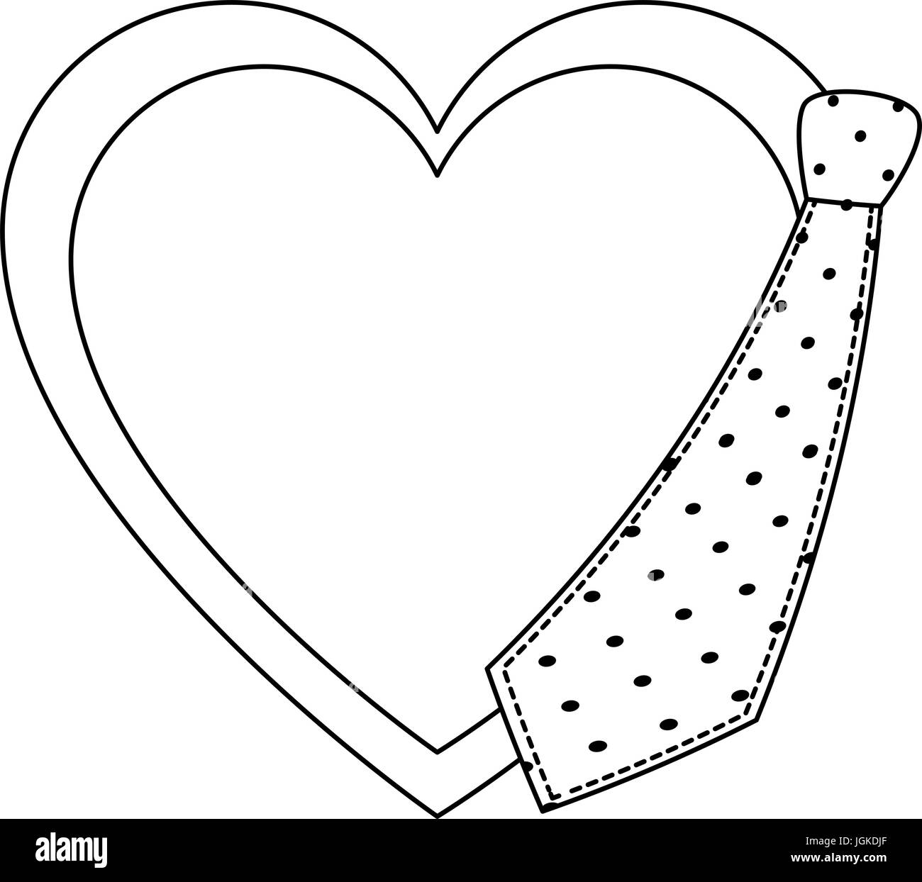 heart with decorative tie icon over white background vector ...