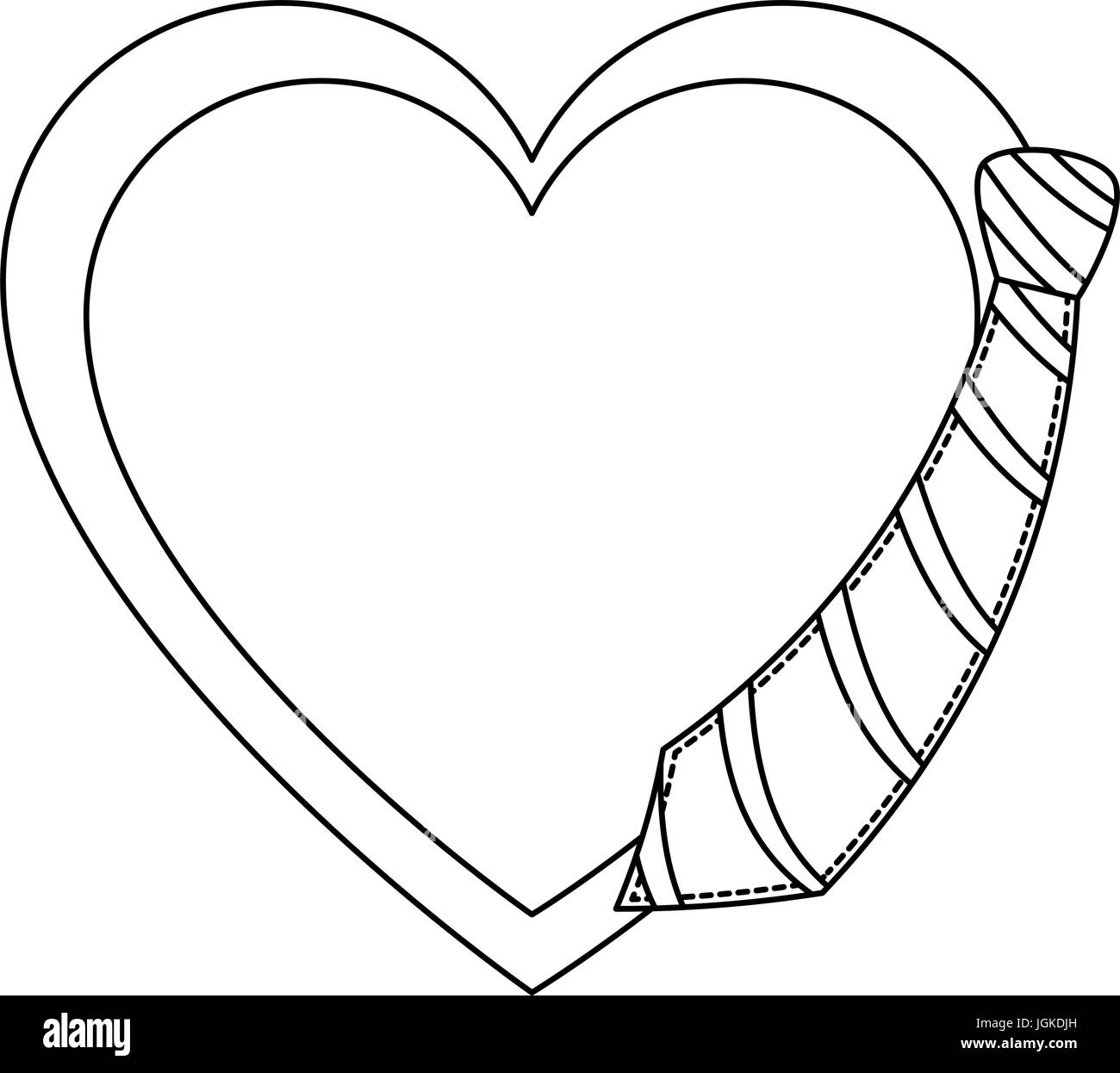heart with decorative tie icon over white background vector ...