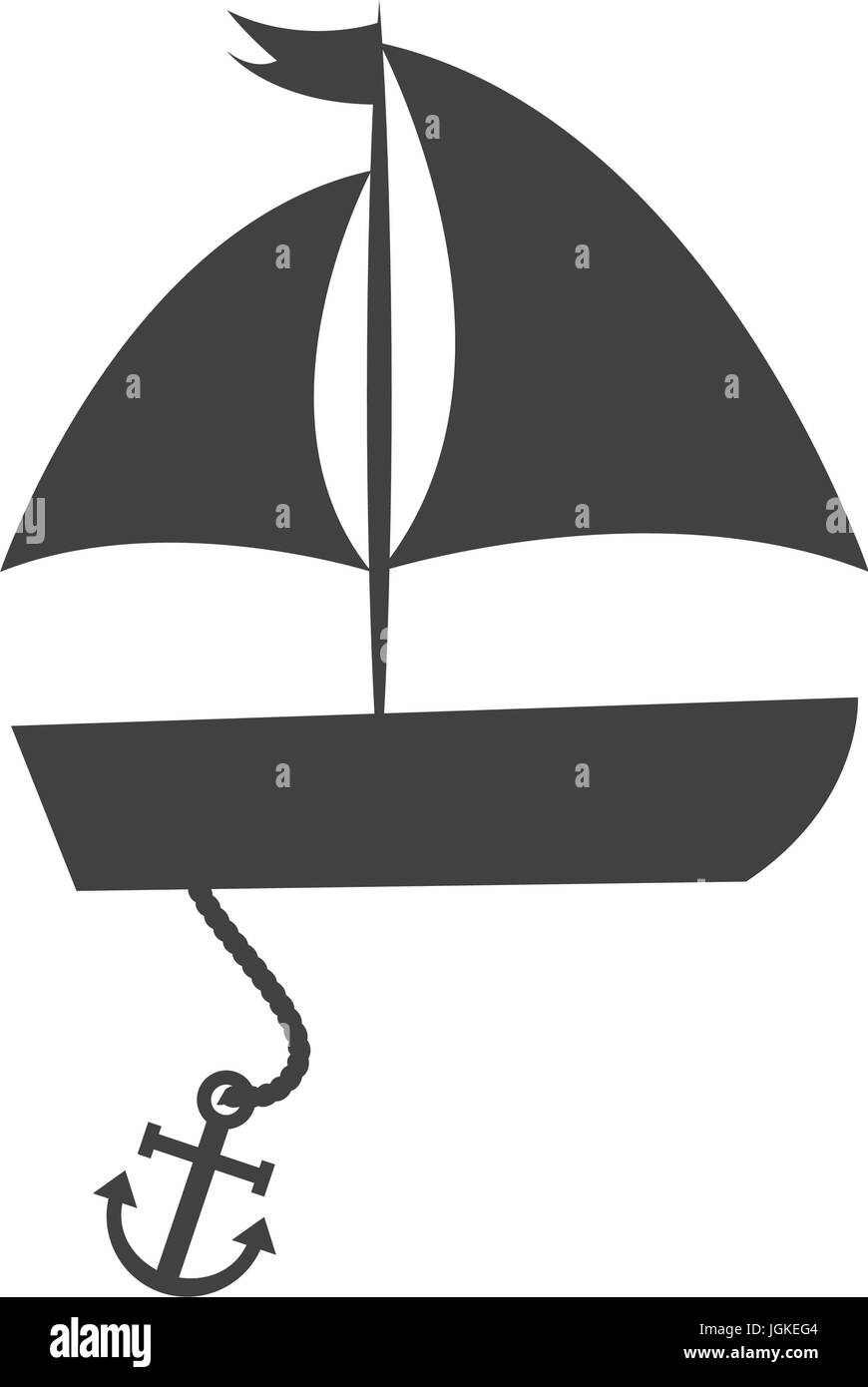 sailboat sea with anchor Stock Vector Image & Art - Alamy