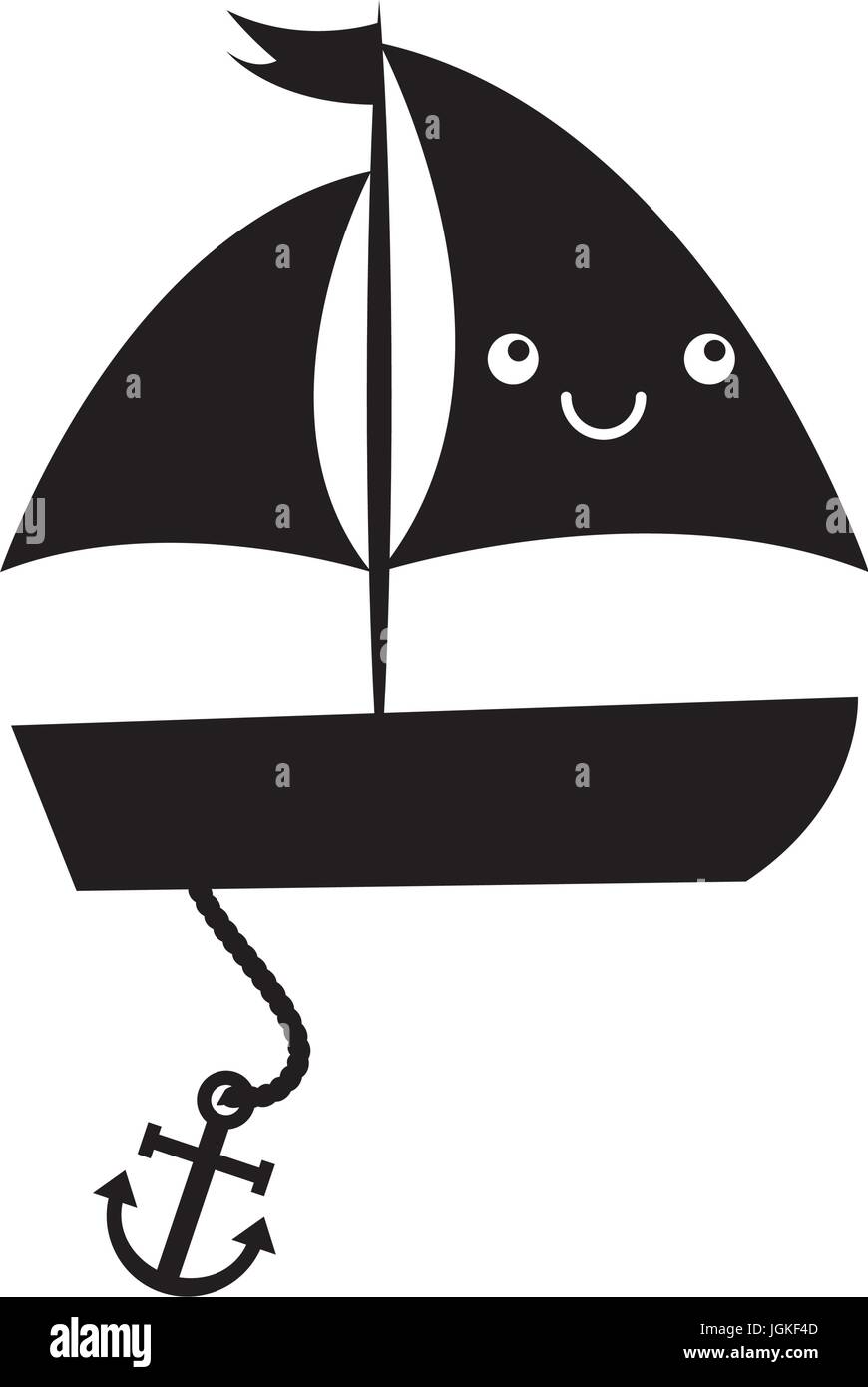 sailboat sea kawaii character Stock Vector Image & Art - Alamy