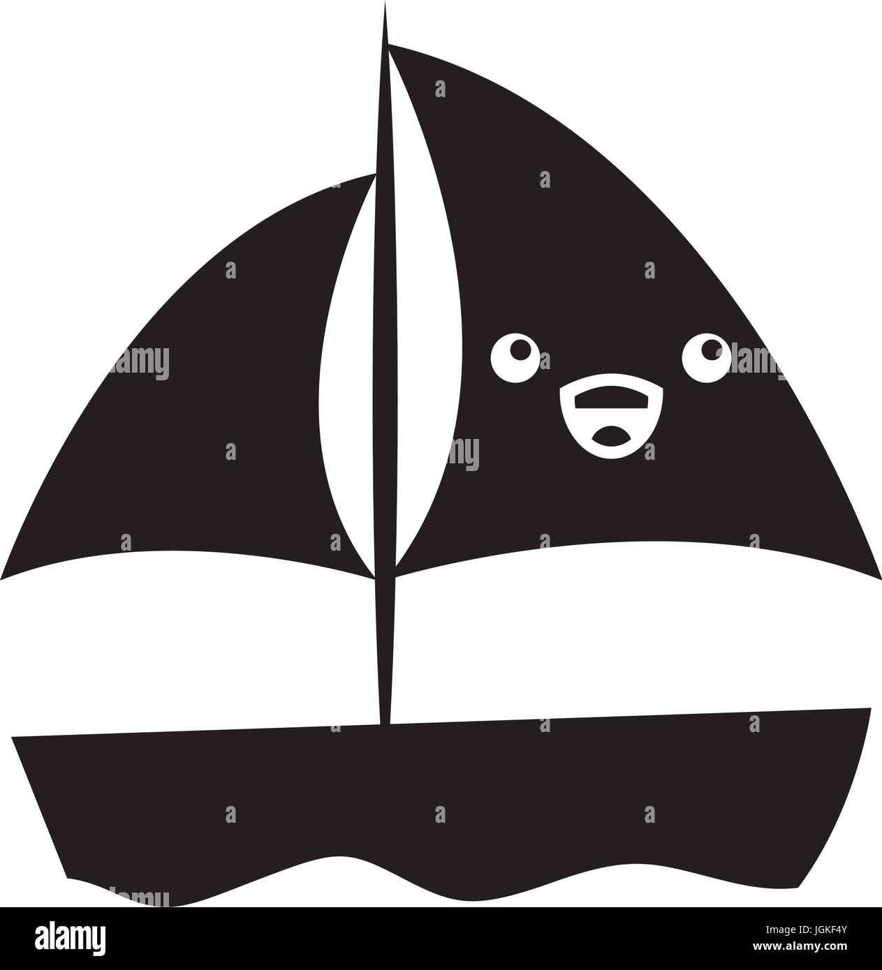 sailboat sea kawaii character Stock Vector Image & Art - Alamy
