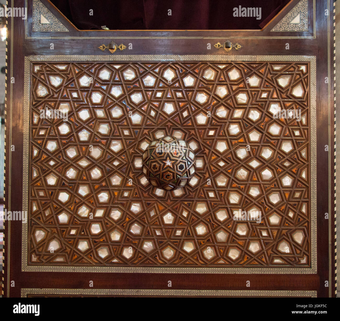 Ottoman Turkish art with geometric patterns on wood Stock Photo - Alamy