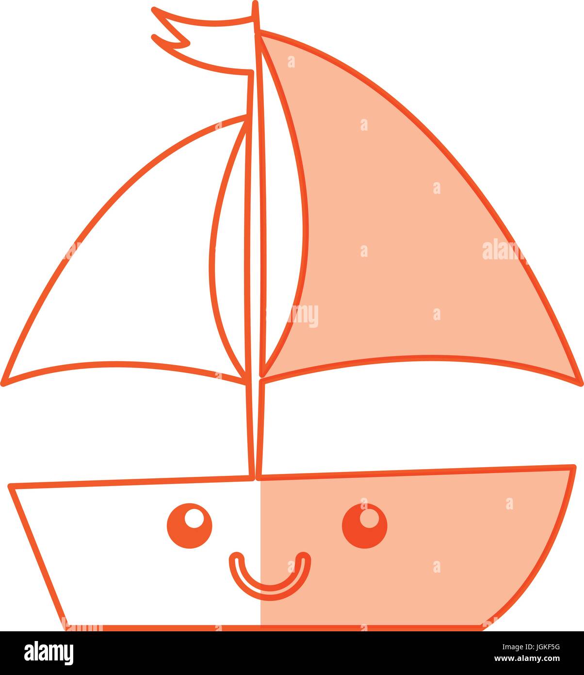 sailboat sea kawaii character Stock Vector Image & Art - Alamy