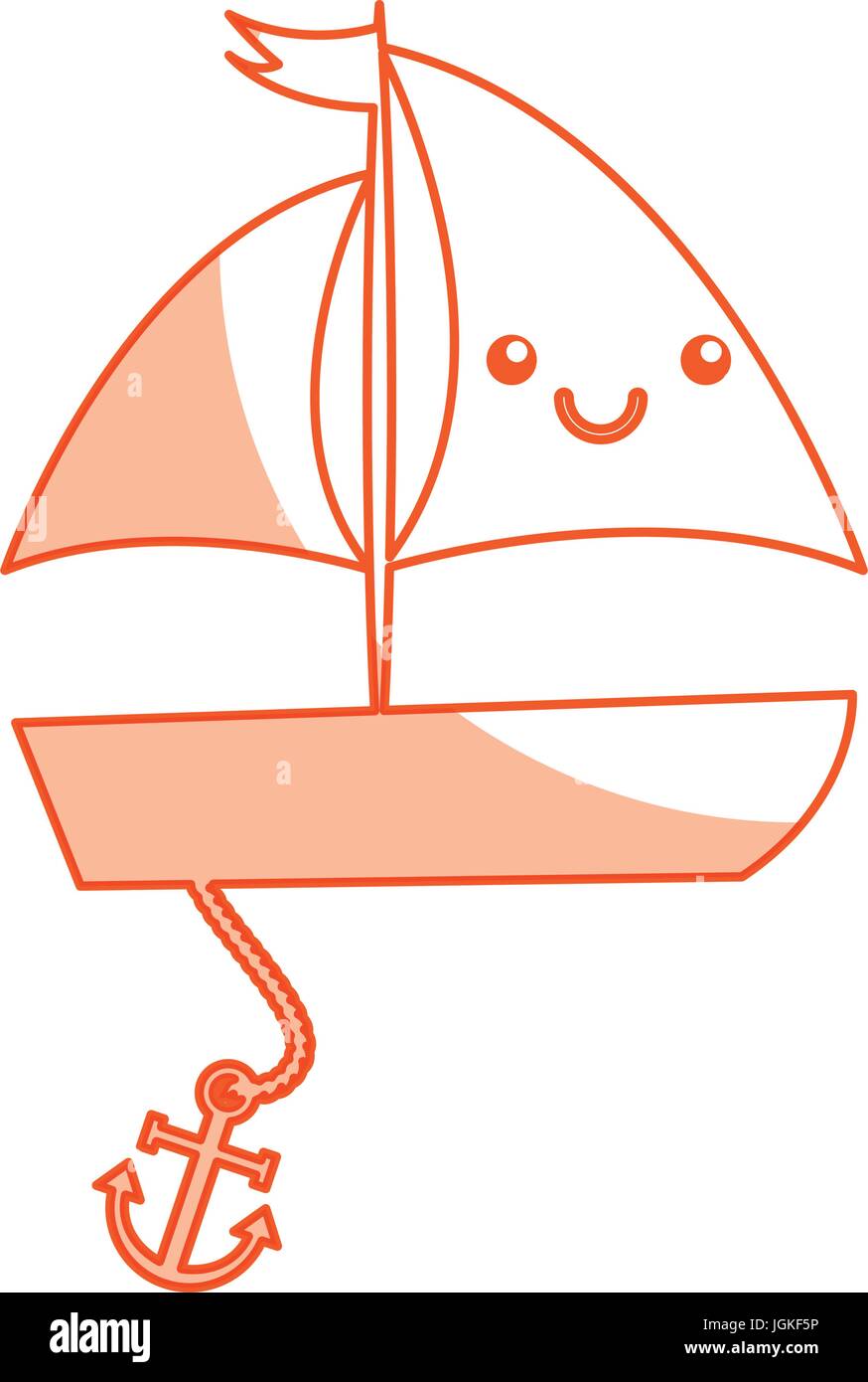 sailboat sea kawaii character Stock Vector Image & Art - Alamy