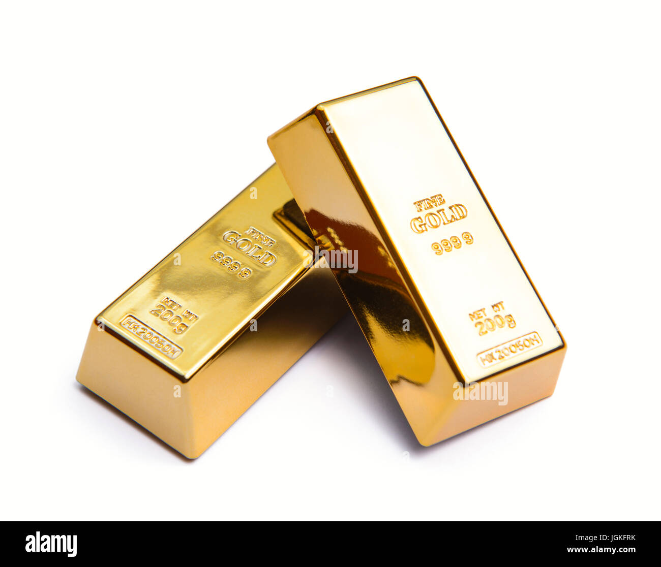 Two gold ingot Stock Photo - Alamy