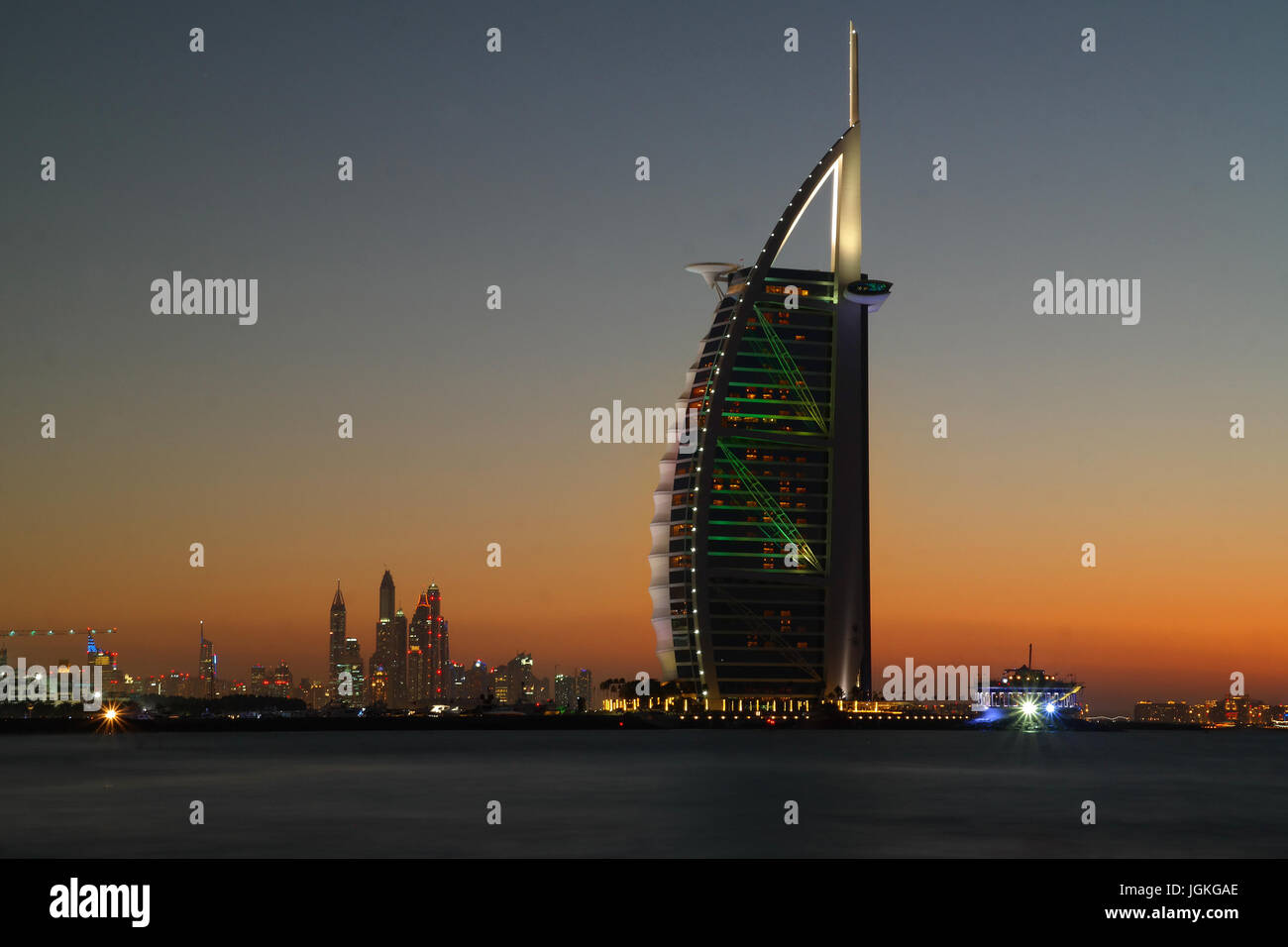 Dubai skyline in sunset hi-res stock photography and images - Alamy