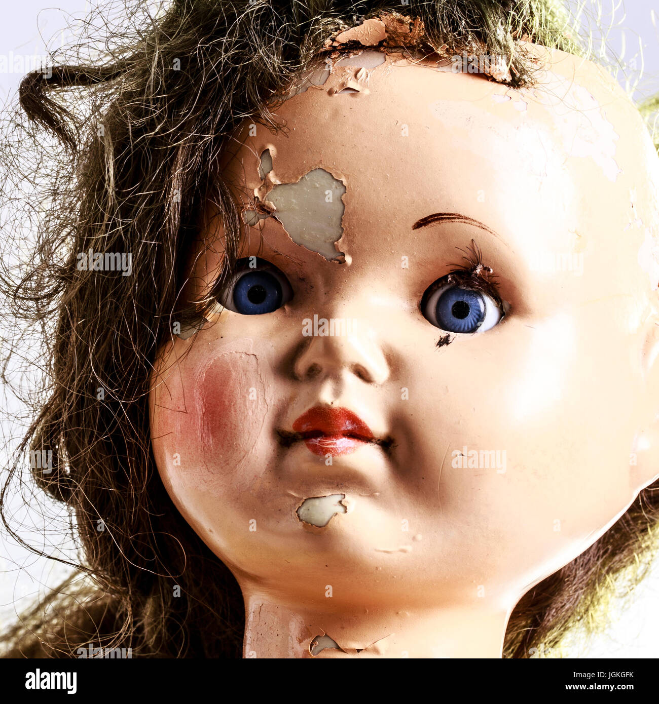 head of beatiful scary doll like from horror movie - evil face, grunge ...